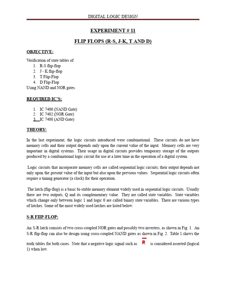 Dld Lab- 11 Flipflops.docx | PDF | Logic Gate | Electronic Design