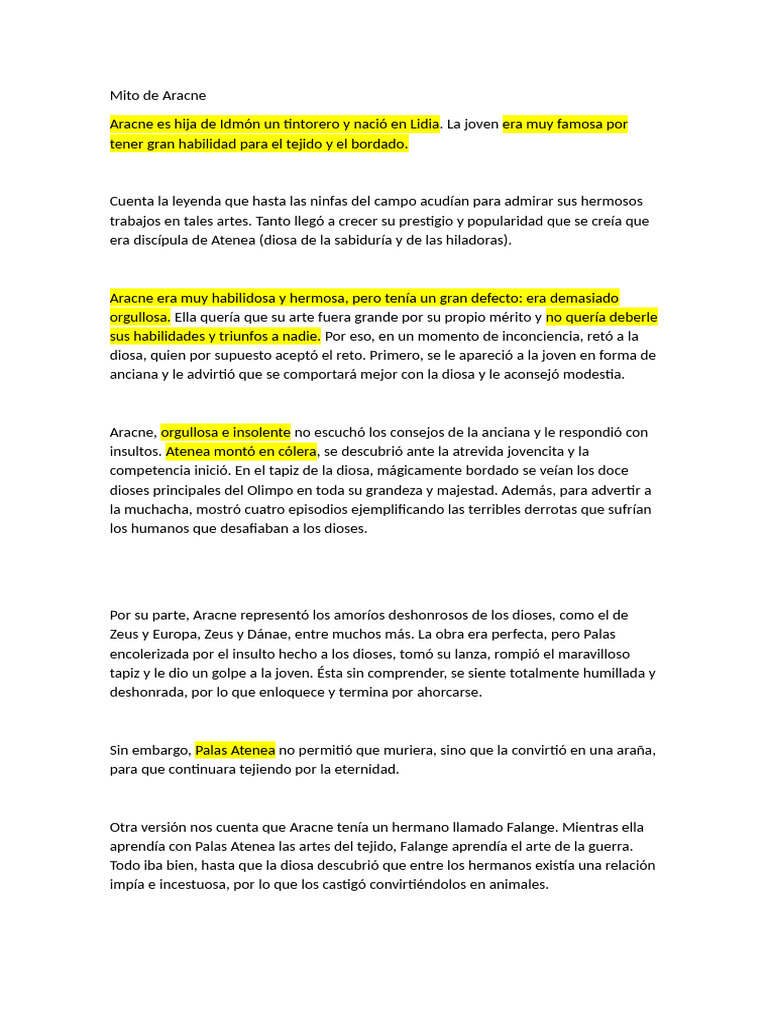 Mito de Aracne | PDF