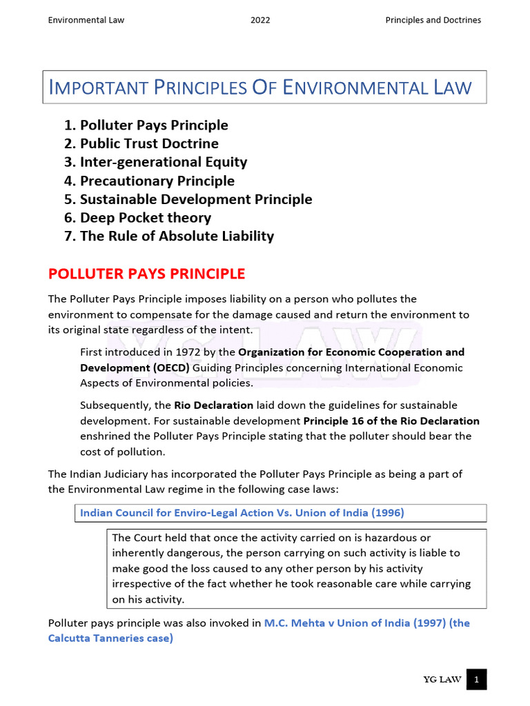 Key Doctrines in Environmental Law | PDF | Environmental Law ...