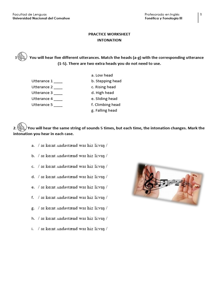 2016 - Fono 3 - Practice Worksheet - Intonation | PDF