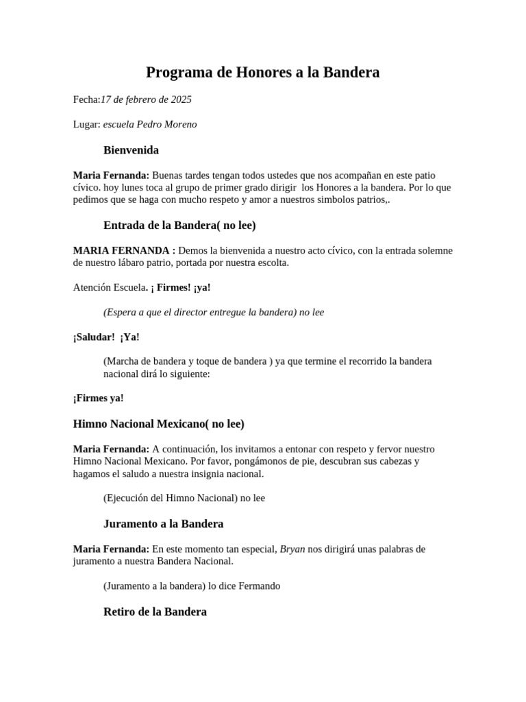 Programa-de-Honores-a-la-Bandera-1 | PDF | México
