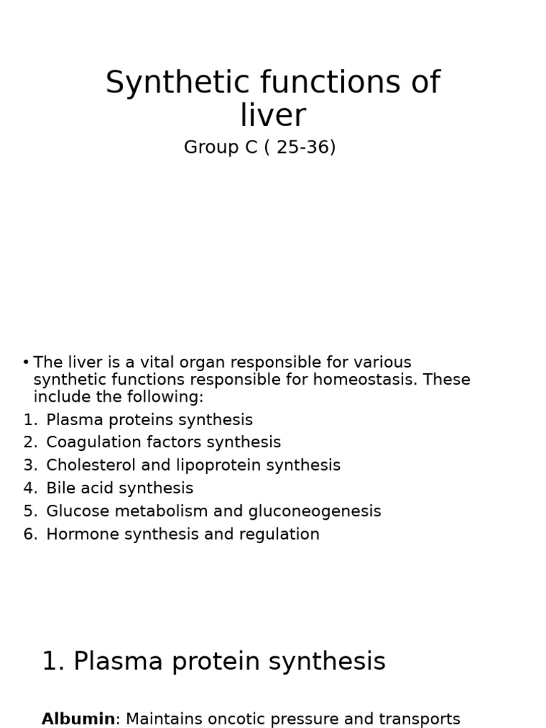 Liver Synthetic Functions Explained | PDF | Lipoprotein | Coagulation