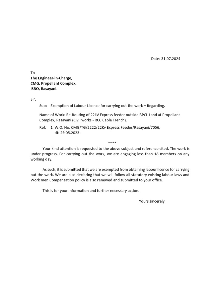 Labour Licence Exemption | PDF