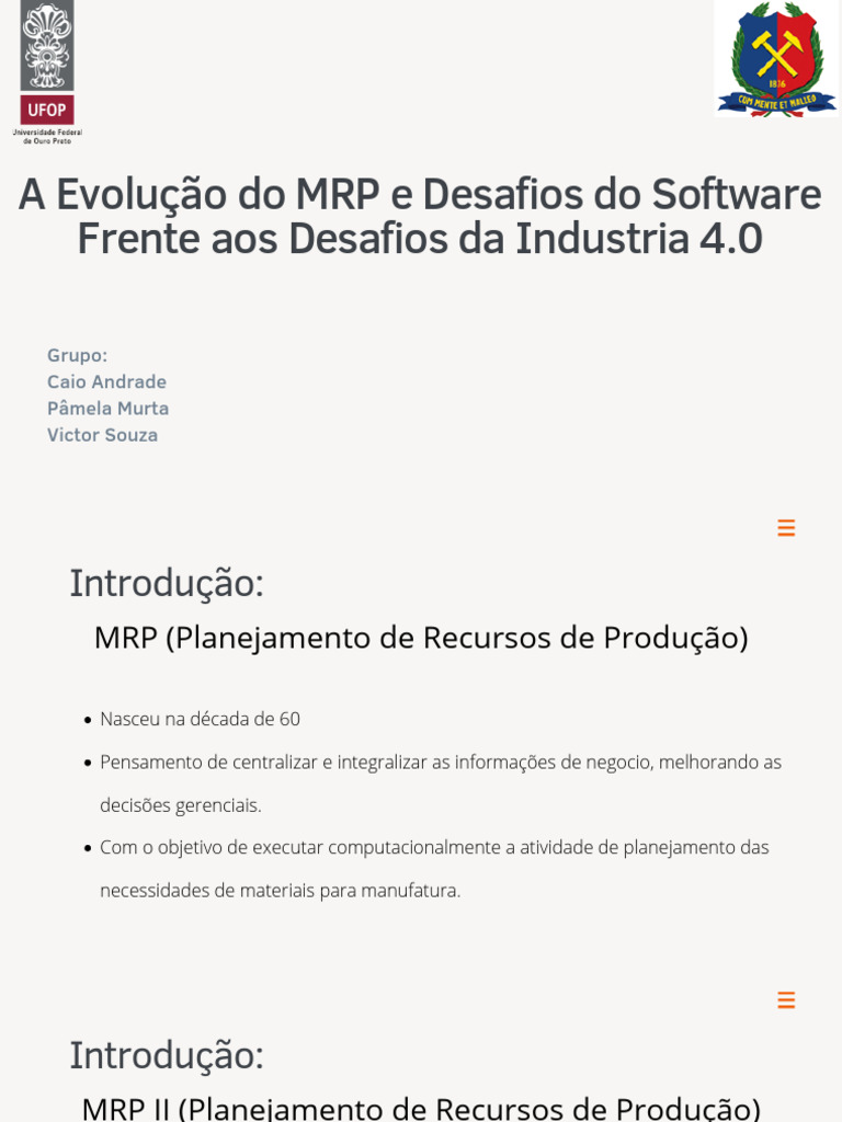 Apresentação Do MRP e Desafios Do Software Rev 01 | PDF | Planejamento ...