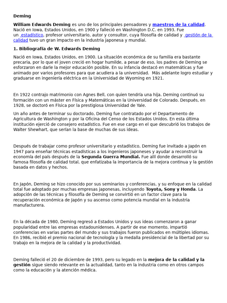 Aportes de W. Edwards Deming a la calidad | PDF | Economias | Business