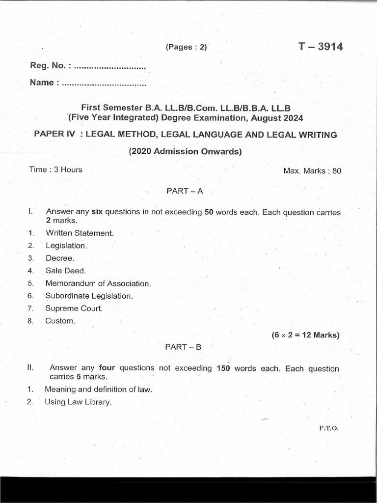 Legal Method Legal Language and Legal Writing T-3914 | PDF