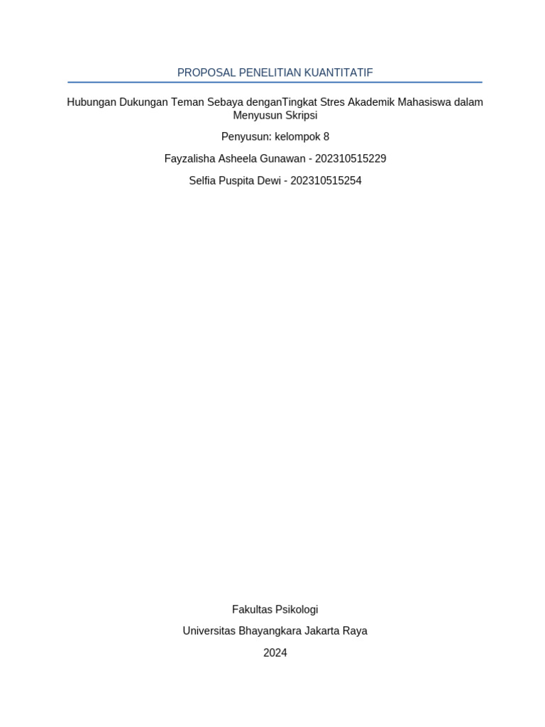 Proposal Penelitian Kuantitatif Kelompok 8 | PDF