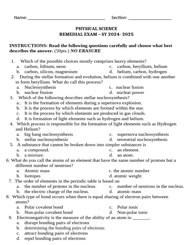 3rd Quarter Remedial Physical Science | PDF | Chemical Polarity ...