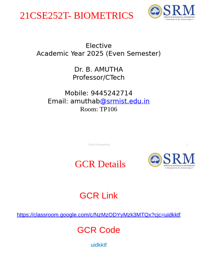 Unit1 Biometrics (Part-1) | PDF | Biometrics | Authentication