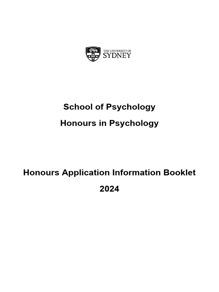 Honours in Psychology Application Information Booklet (2024) | PDF ...
