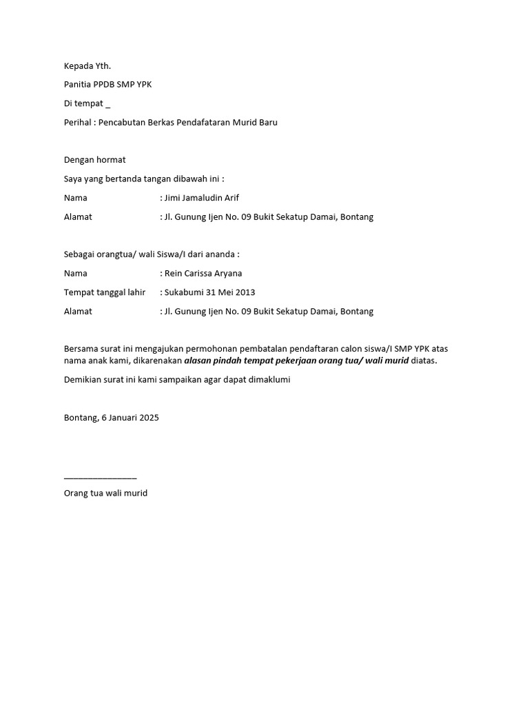 Surat Pak Jimi | PDF