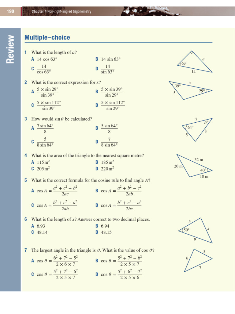 Sine and Cosine Rule Cambridge Revision Questions | PDF | Geometry ...