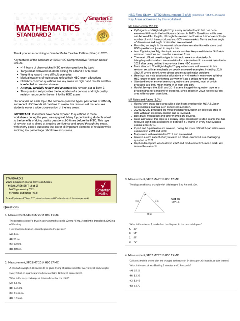 2023 HSC CRS STD2 Measurement2 Final | PDF | Area