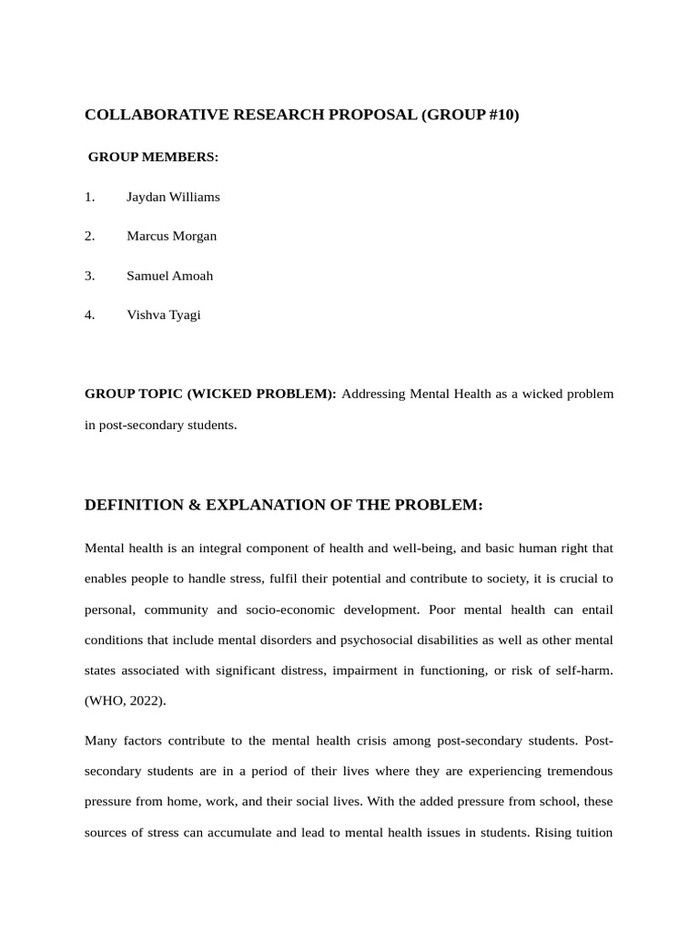 Collaborative Research Proposal (1) | PDF | Cost Of Living | Mental Health
