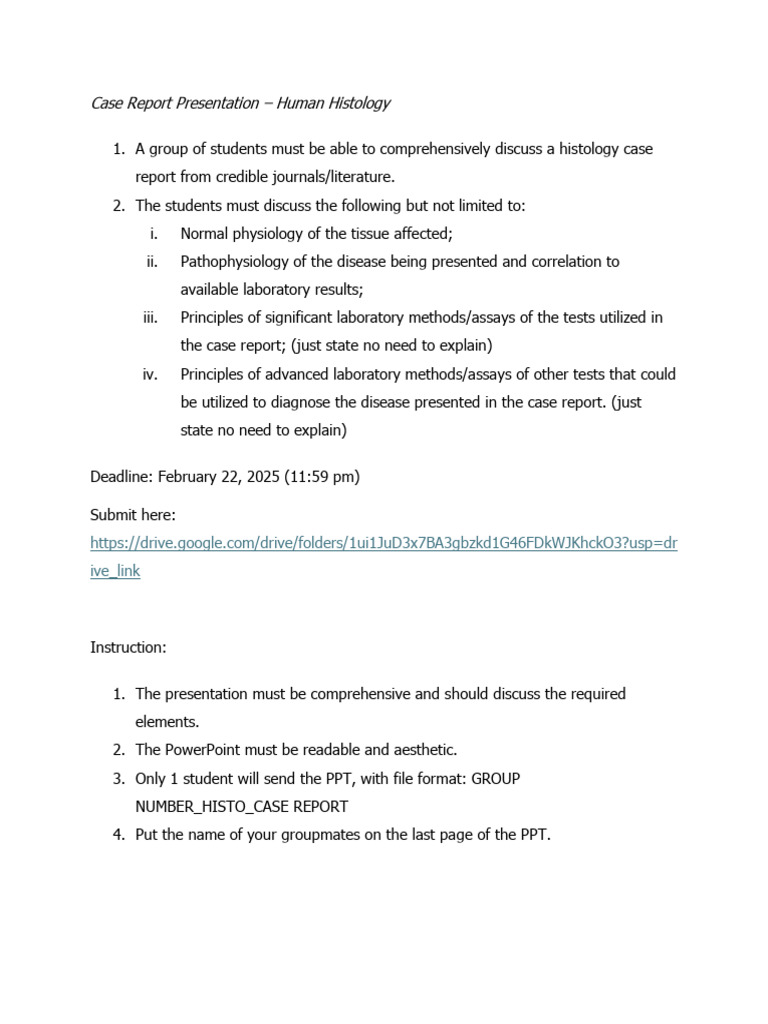 Histology Case Report Guidelines | PDF