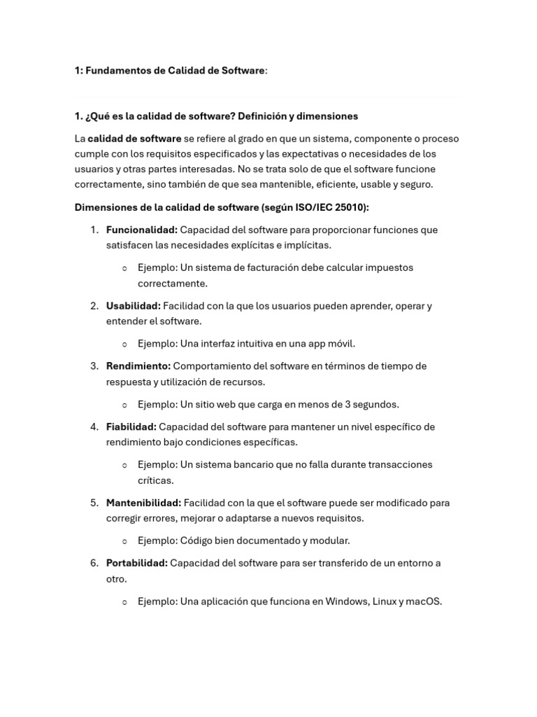 Calidad de Software | PDF | Software | Calidad (comercial)