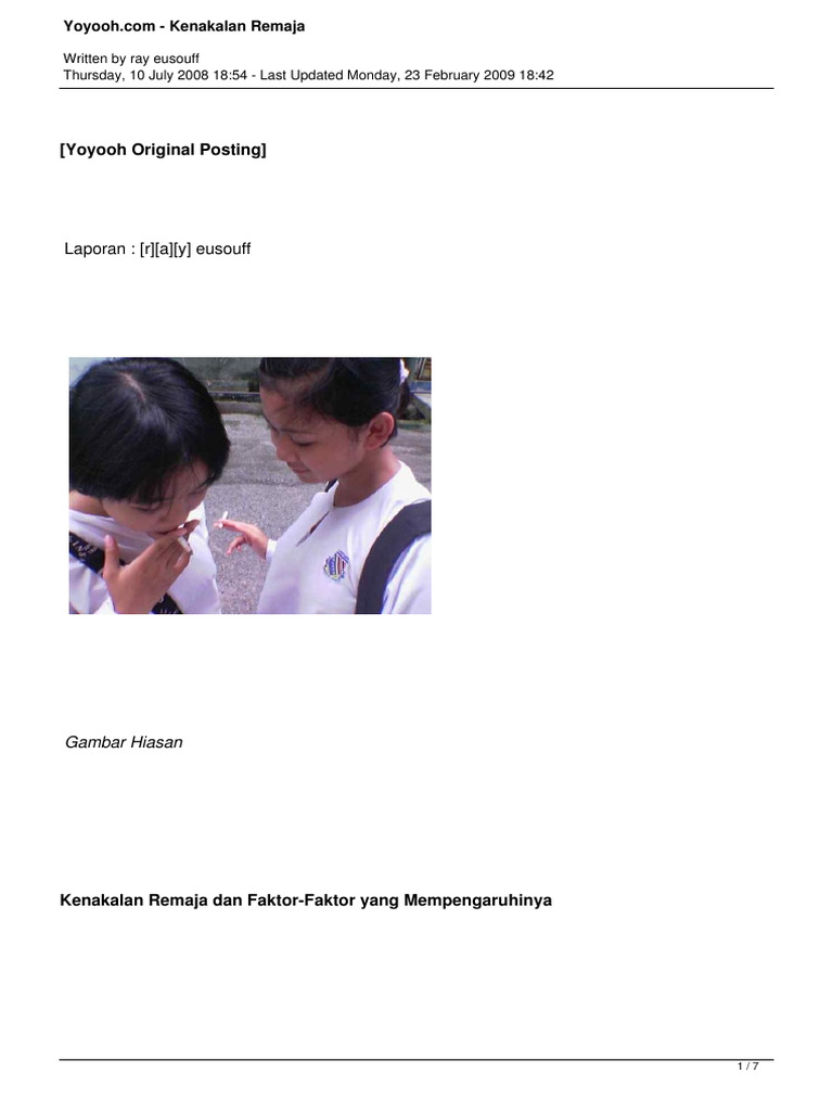 Faktor Penyebab Kenakalan Remaja | PDF