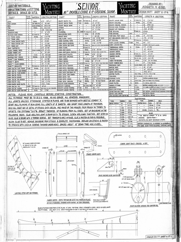 YM Senior Sheet 6 Materials, Constr & Fitting Details | PDF