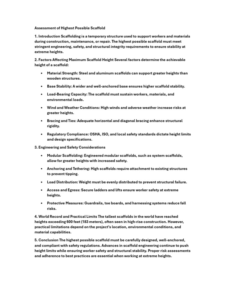 High Scaffold Build | PDF