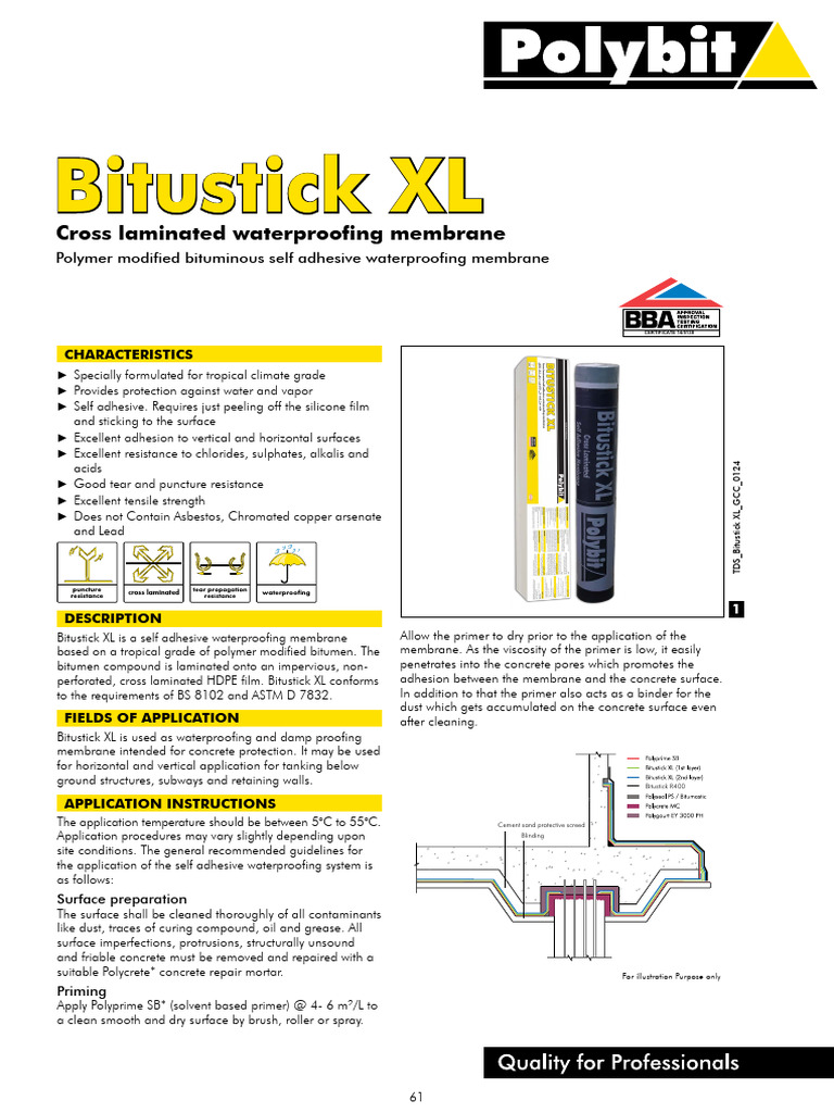 POLYBIT BITUSTICK XL en - AE | PDF | Concrete | Adhesive