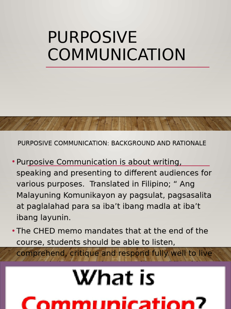 Purposive Communication Overview | PDF | Communication | Nonverbal ...