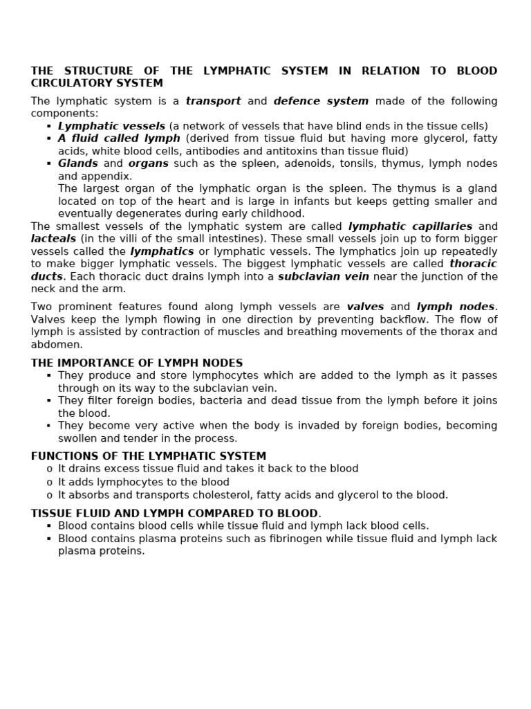 Lymphatic System Structure & Functions | PDF