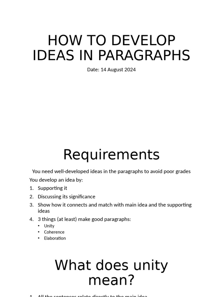 2024 8 14 Develop Paragraphs | PDF