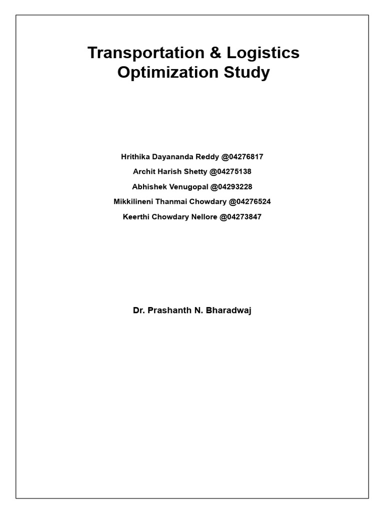 Transportation & Logistics Optimisation | PDF | Logistics | Supply Chain Management