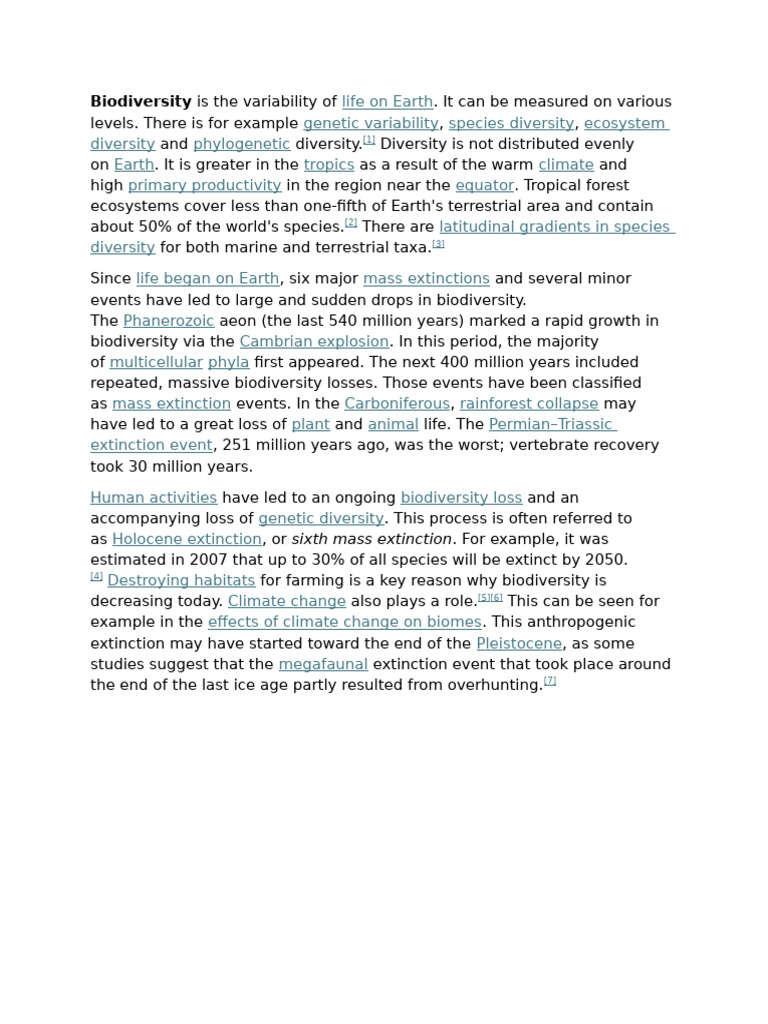 Introduction To Biodiversity | PDF