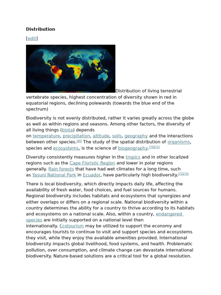 Distribution of Biodiversity | PDF | Biodiversity | Forests