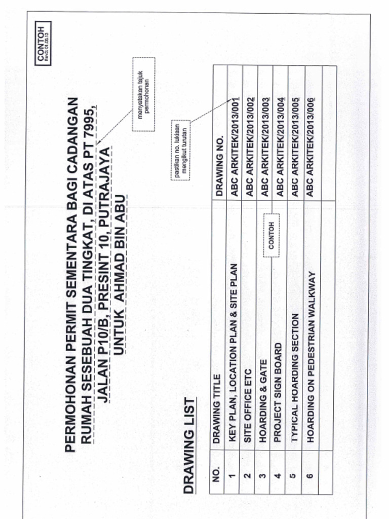 PS106 Lukisan Permit CONTOH Rev1 14ogos13 | PDF