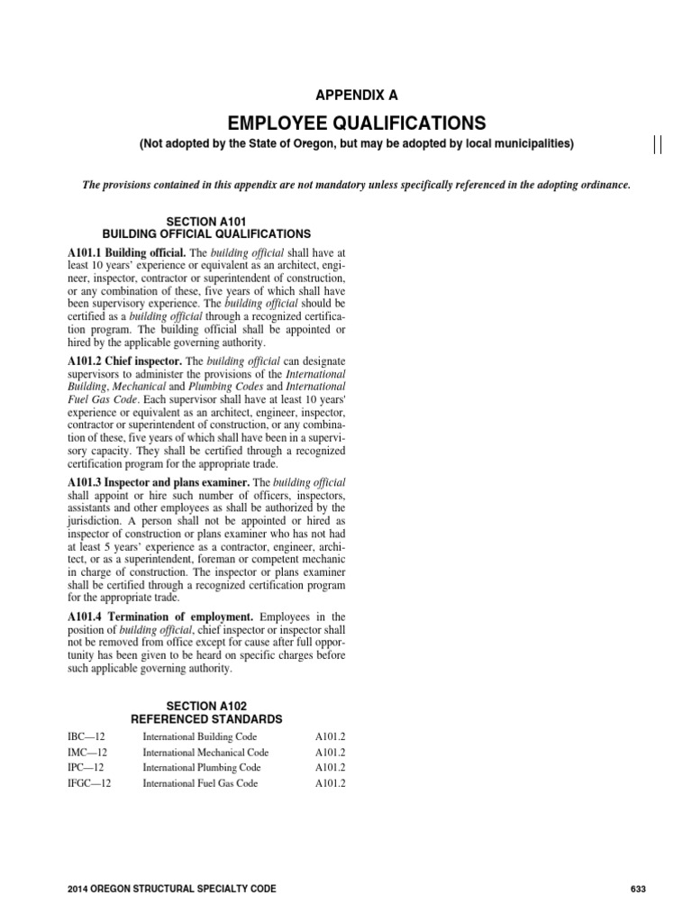 Appendix A - Employee Qualifications | PDF | Inspector