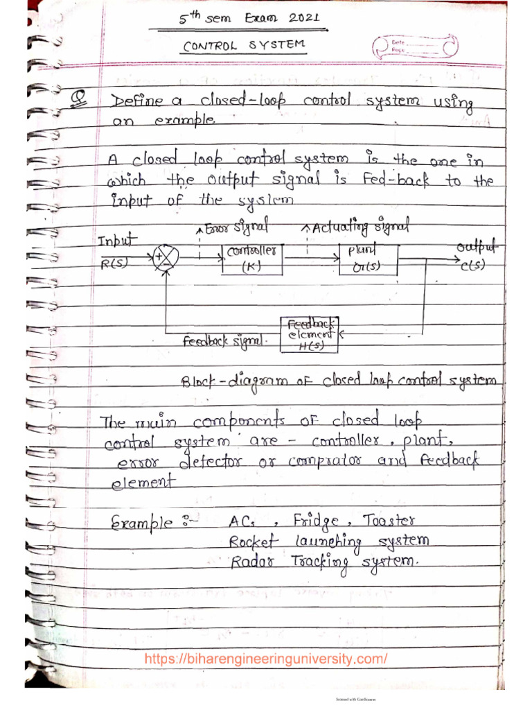 BEU Control System 2021 Solution | PDF