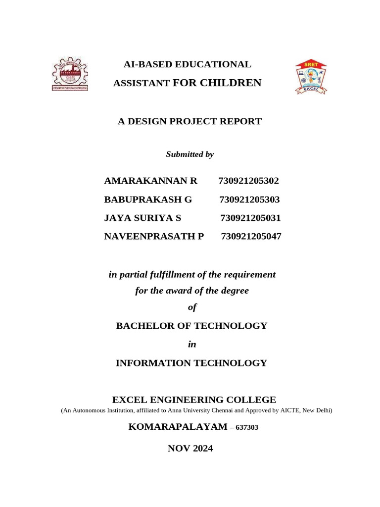 AI Educational Assistant for Kids Project | PDF | Artificial ...