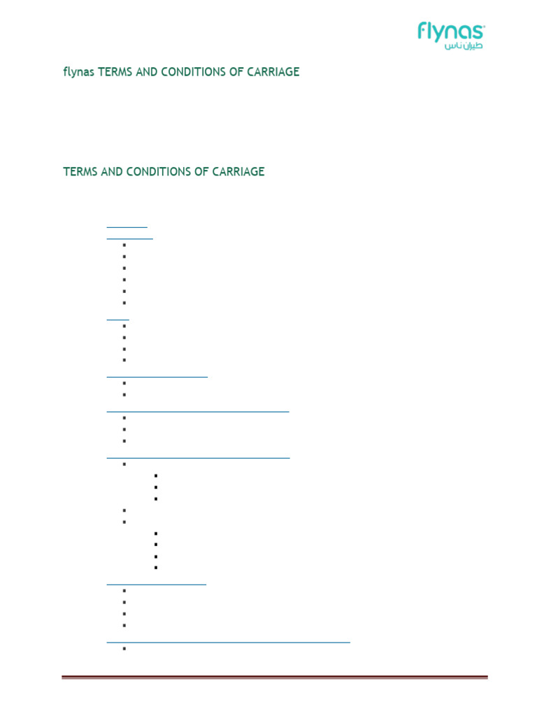flynas Carriage Terms & Conditions Guide | PDF | Fee | Travel Visa