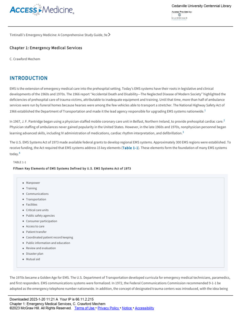 Chapter 1_ Emergency Medical Services | PDF | Emergency Medical Services | Emergency Medical ...