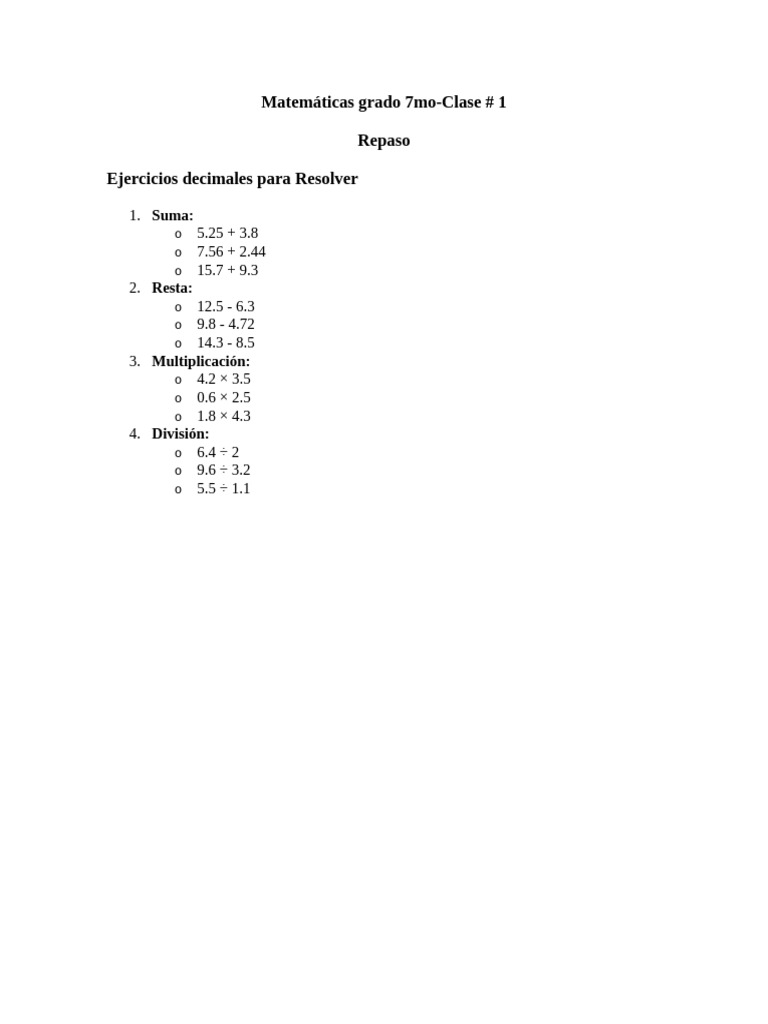 Clase 1 Matematicas Repaso | PDF