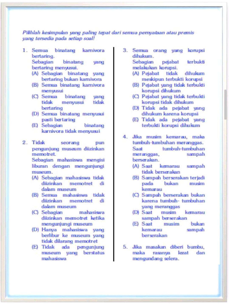 Assesment TIU Silogisme | PDF