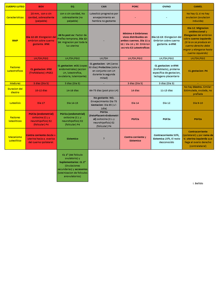Cuadro Cuerpo Luteo - Ismael Bellido | PDF | Hormona luteinizante | Hormona