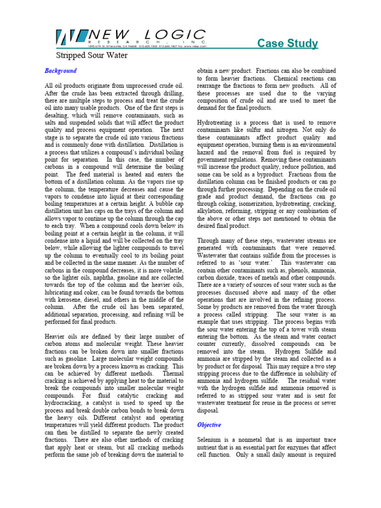 Stripped Sour Water Treatment | PDF | Membrane | Distillation