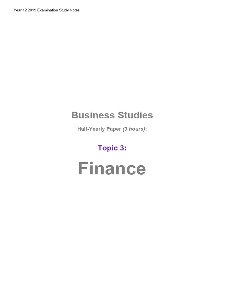 Extensive Notes On Topic 3 - Finance | PDF | Equity (Finance) | Loans