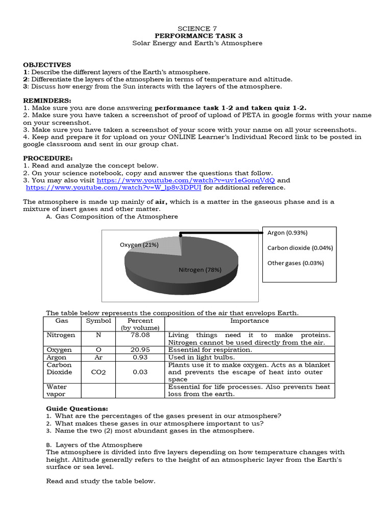 g7 Peta 3 Solar Energy and Earth's Atmosphere | PDF | Atmosphere Of Earth | Greenhouse Gas