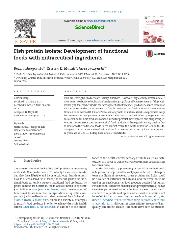 Fish Protein Isolate for Functional Foods | PDF | Salt | Acid ...