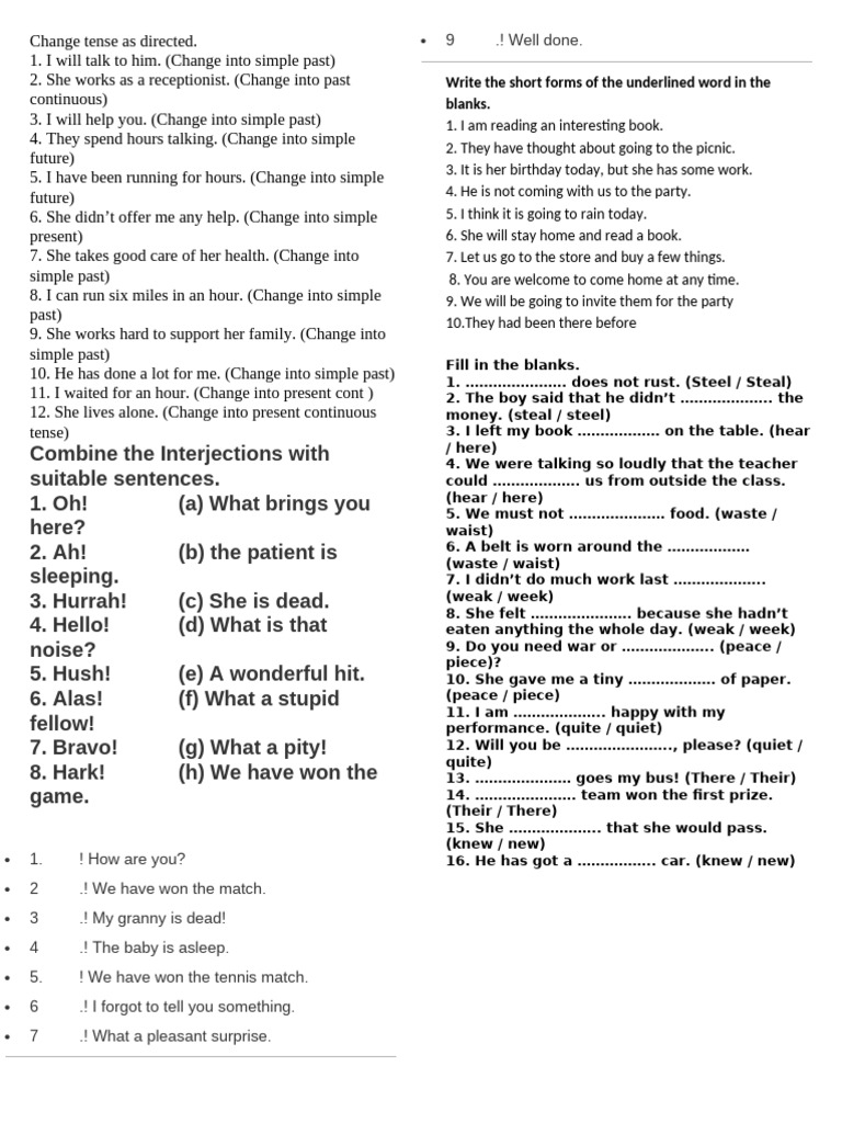 Change Tense As Directed | PDF