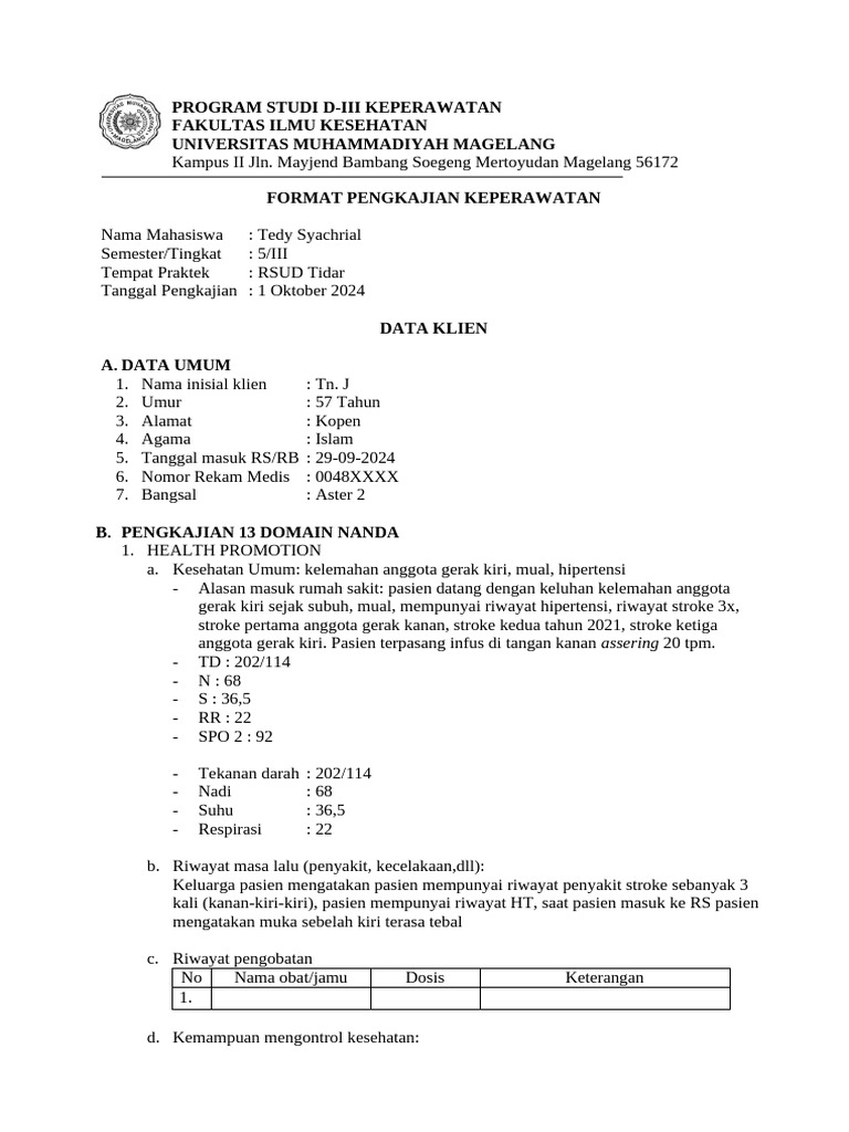 Format Askep KMB-1 | PDF