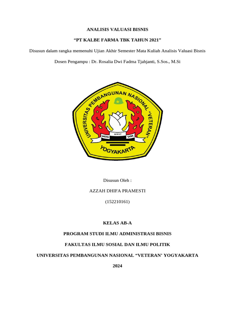 Avb PT Kalbe Farma TBK 2021 Dhifa | PDF