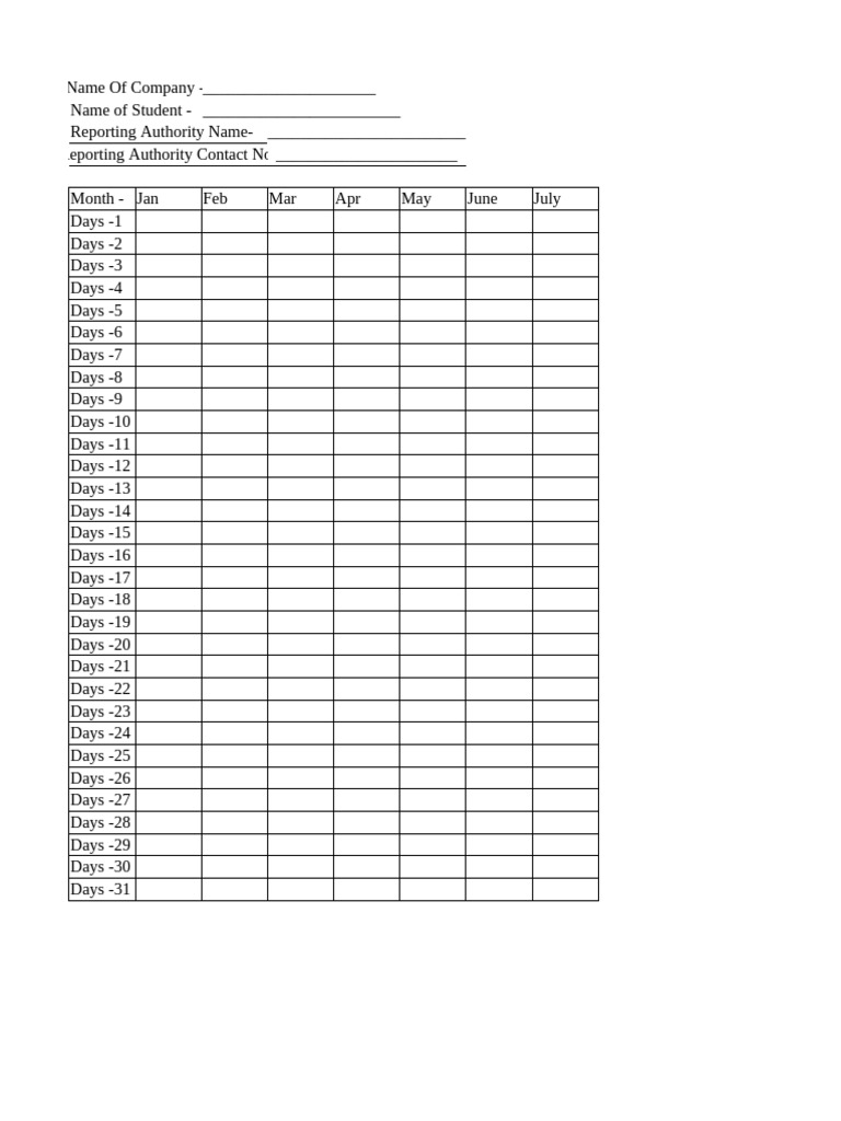 Attendance Sheet Internship 21 Jan | PDF