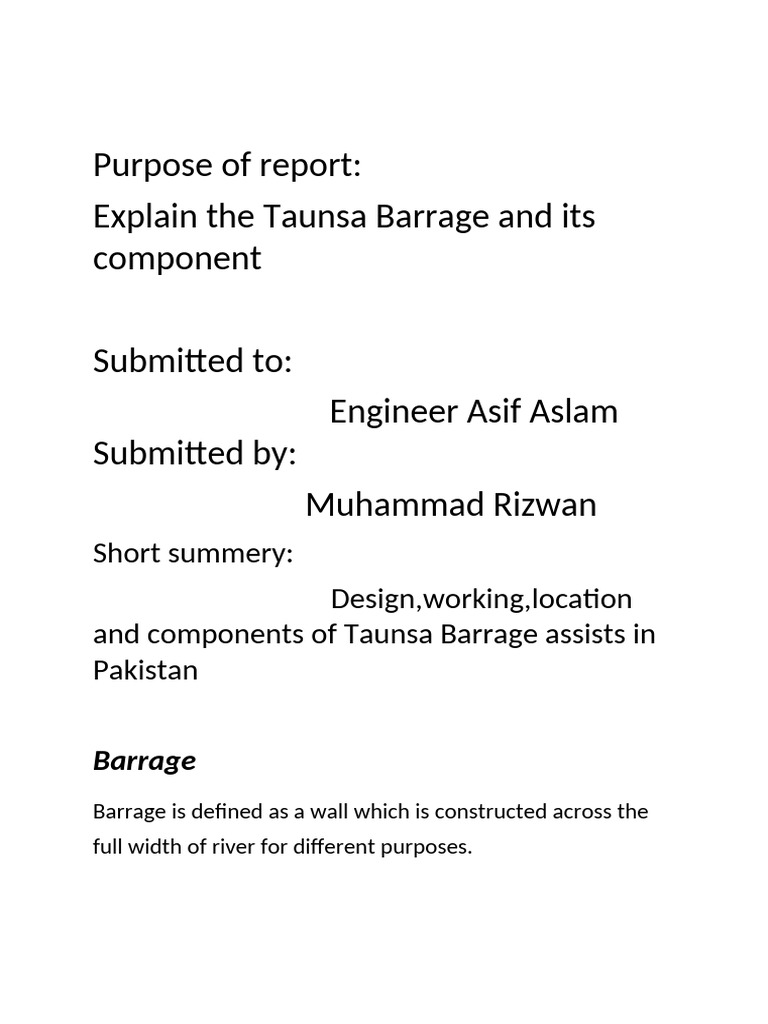 Taunsa Barrage: Design & Components | PDF | Environmental Engineering ...