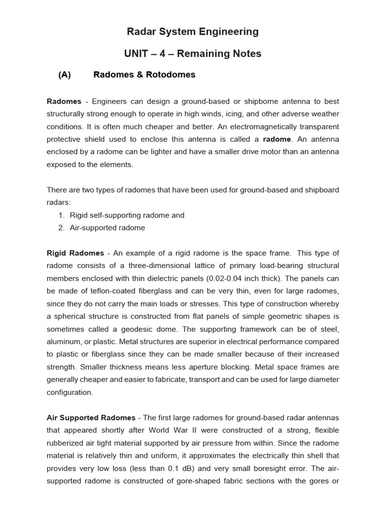 RSE Remaining Notes - Unit 1,2,& 4 | PDF | Radar | Remote Sensing