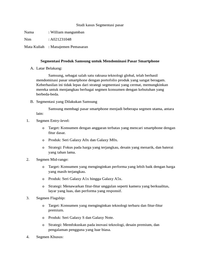 Segmentasi Pasar Smartphone Samsung | PDF